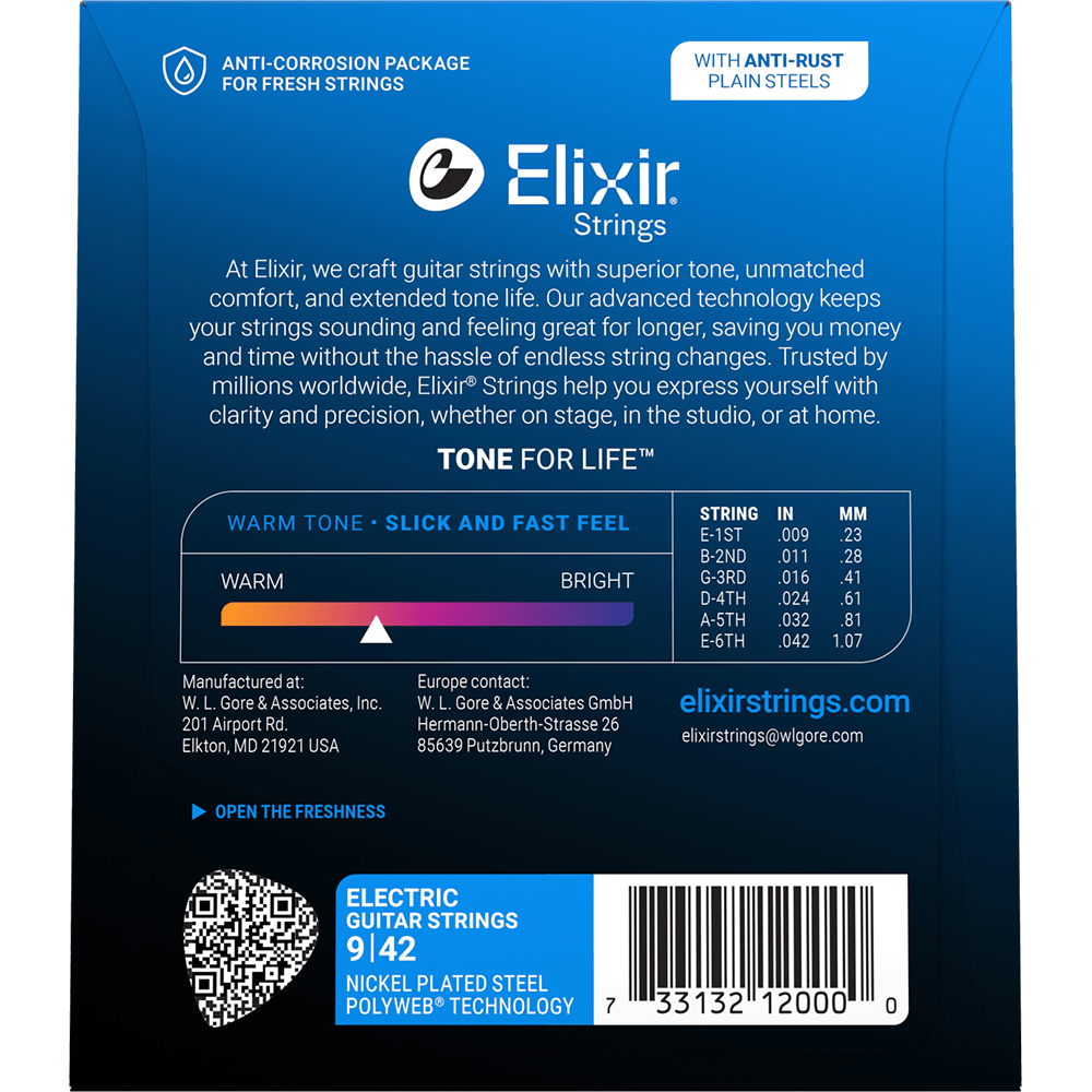 Elixir POLYWEB Nickel Electric — 12000 Super Light .009-.042